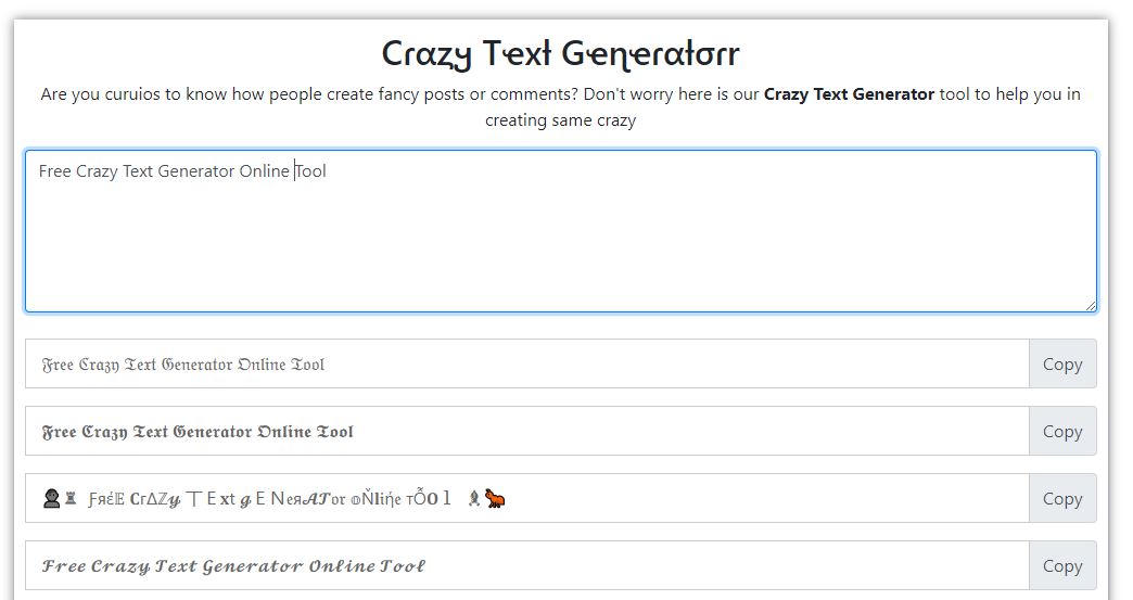 Crazy Text Generator (Copy and Paste)